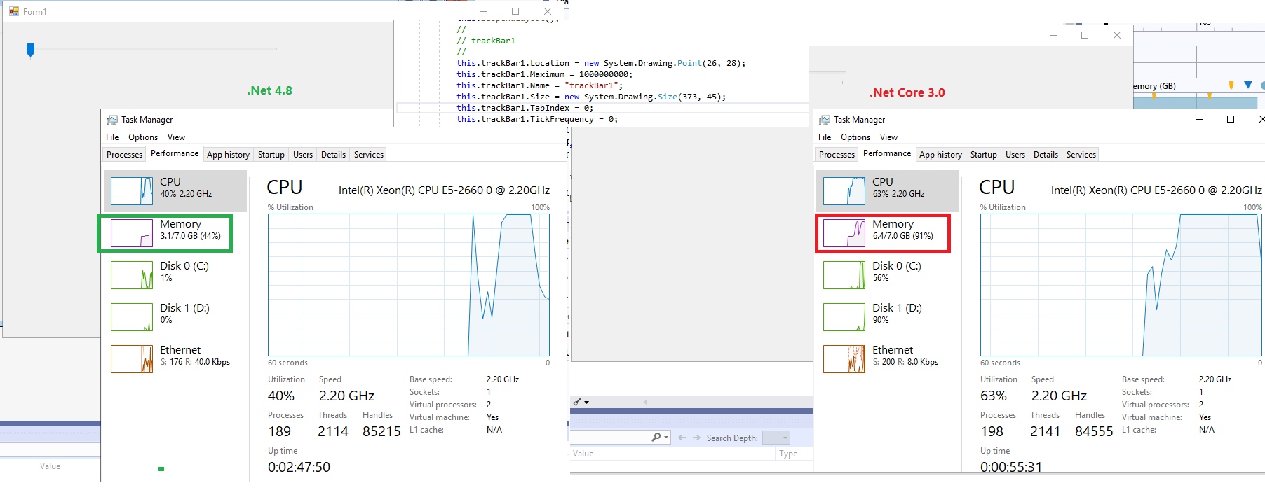 Setting the Maximum value on a Trackbar to a very large number results in excessive memory usage ...