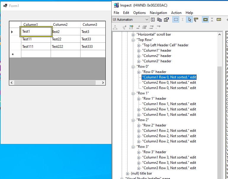 Accessibility: NVDA is announcing an unnecessary content contain as 'row 0 row 1 columntext ...