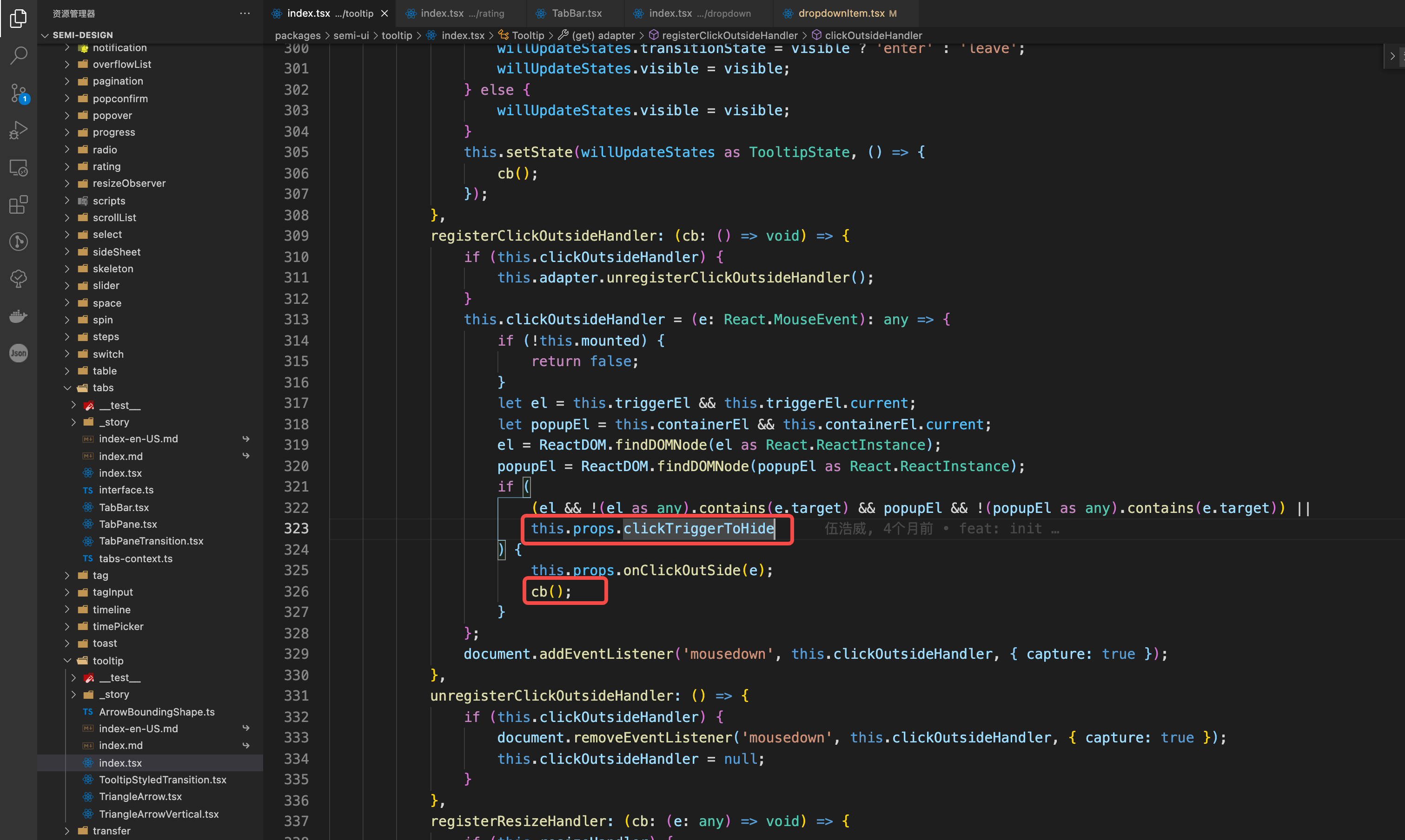 [Tabs] mouseDown 事件触发导致 TabItem 卸载，onTabClick 点击失效 · Issue #693 · DouyinFE/semi-design · GitHub