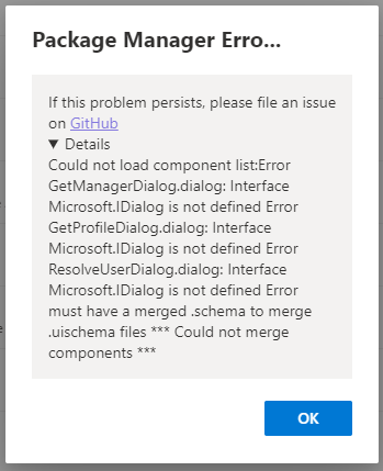 Error while trying to access or install any package from Package ...