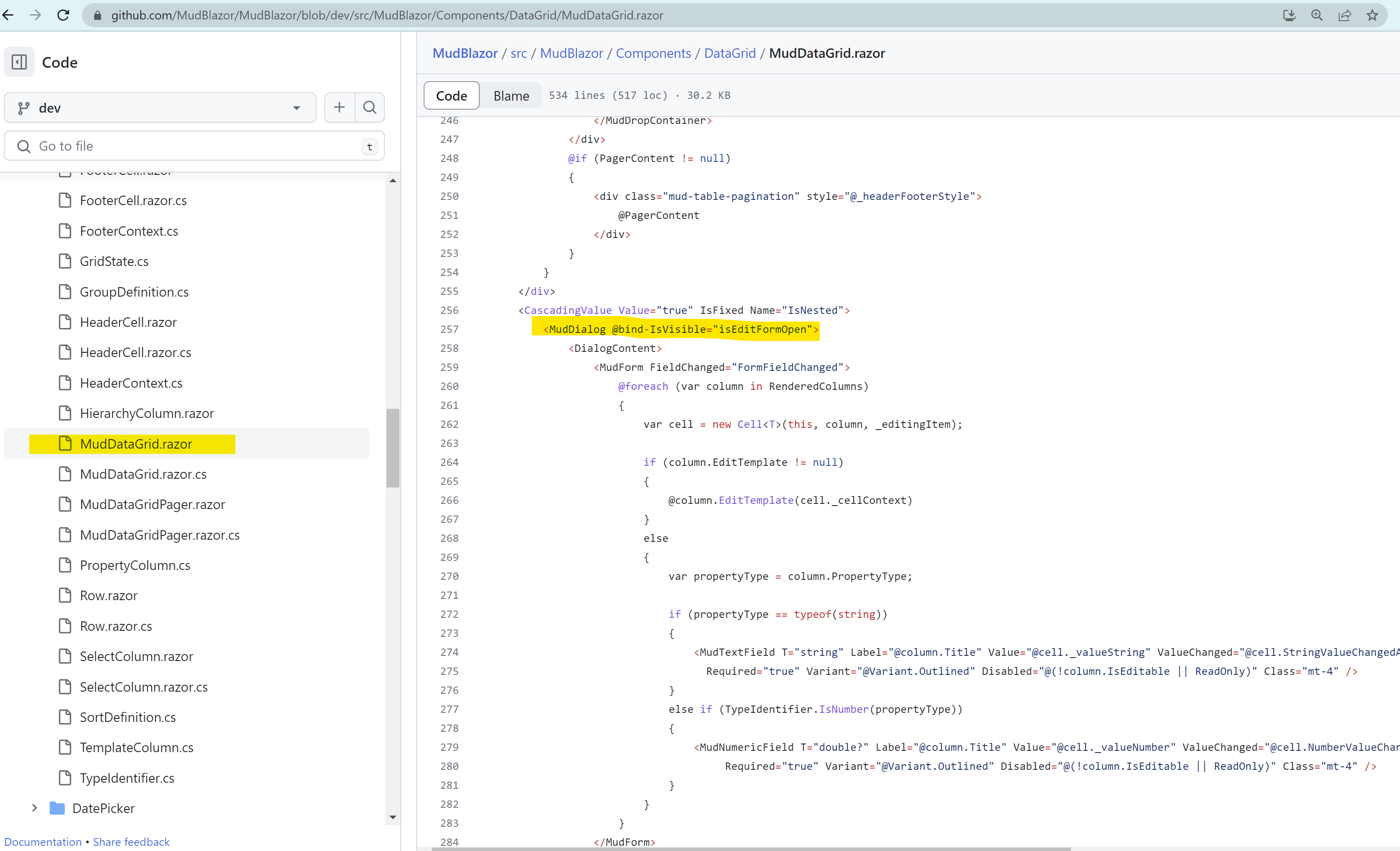 Options Doesnt Not Apply Within The Dialog Component In Muddatagrid · Issue 7132 · Mudblazor