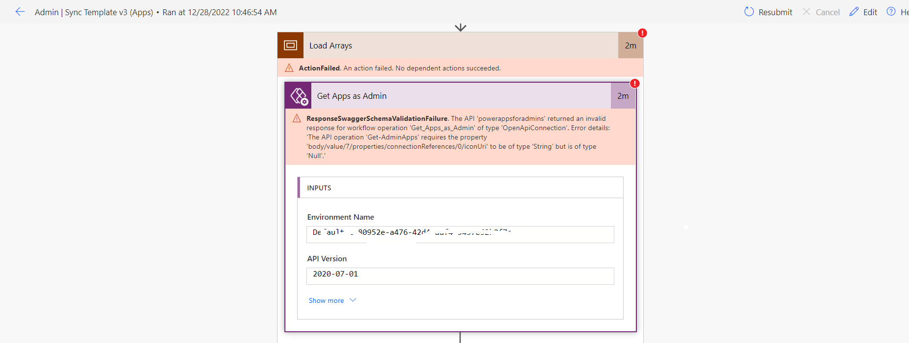 [CoE Starter Kit - BUG] Admin | Sync Template v3 (Apps) fails for getting apps on default ...