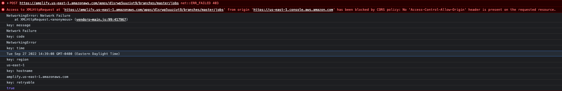 Cors Issues On Amplify Hosting In Us East 1 Making Amplify Unusable · Issue 3008 · Aws Amplify