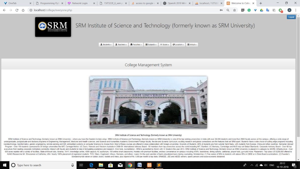 GitHub - 58varun/CollegeManagementSystem: Project completed under ...