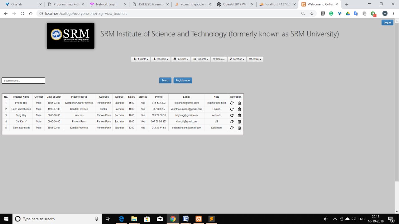 GitHub - 58varun/CollegeManagementSystem: Project completed under 15IT302J DBMS