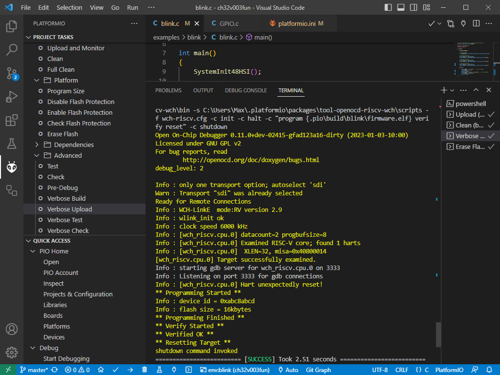 Problems with uploading firmware ch32v003f4p6 · Issue #30 · Community-PIO-CH32V/platform-ch32v ...