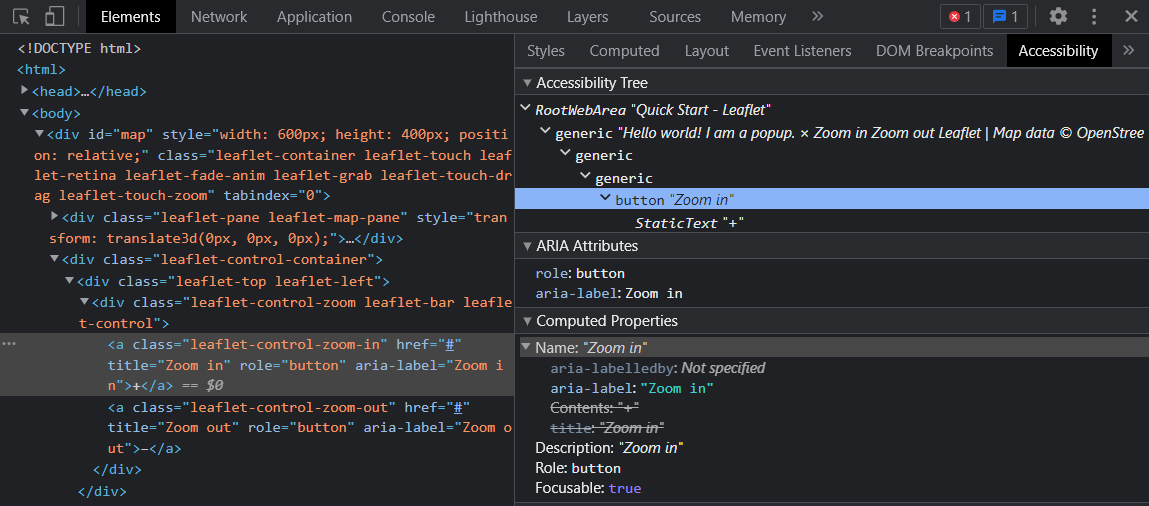 Make the `leaflet-container` a programmatically determinable element ...