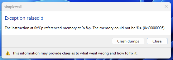 Crash on Windows 11 ARM after 3.6.2 update · Issue #1228 · henrypp/simplewall · GitHub