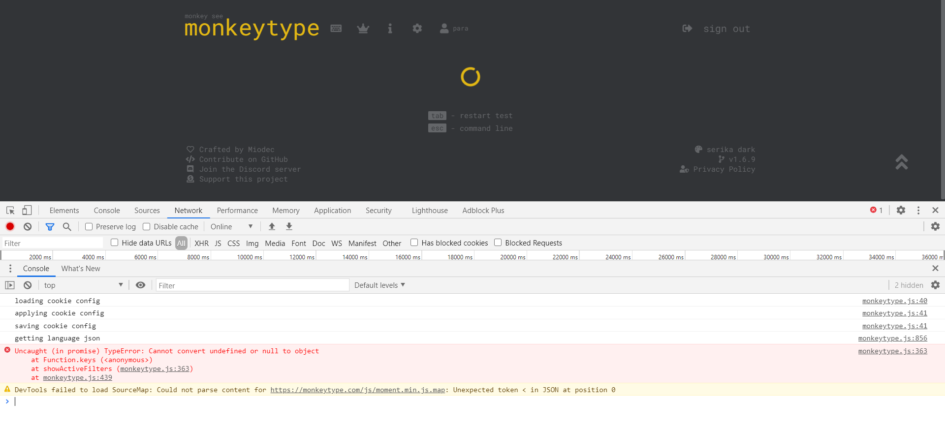 Personal stats fail to load when a tag is present · Issue #771 · monkeytypegame/monkeytype · GitHub