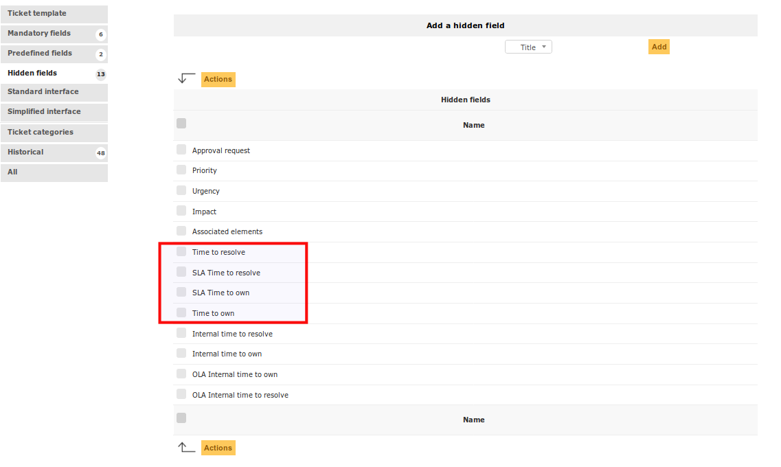 [9.3.2] The SLA/SLT fields hidden in the ticket templates are shown on ...