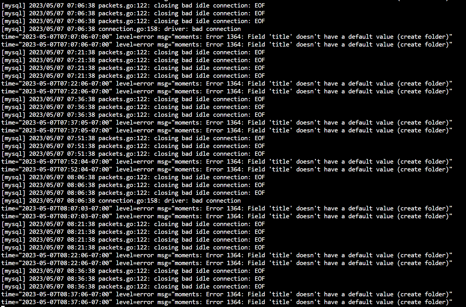"Moments: Error 1364: Field 'title' doesn't have a default value (create folder)" · photoprism ...