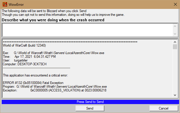 Pressing Esc crashes client · Issue #5321 · azerothcore/azerothcore-wotlk · GitHub