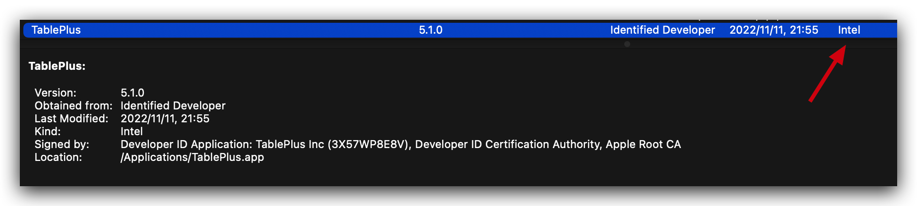 Why my table plus is intel ? · Issue #2885 · TablePlus/TablePlus · GitHub