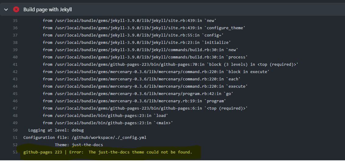 The just-the-docs theme could not be found · Issue #1273 · just-the-docs/just-the-docs · GitHub