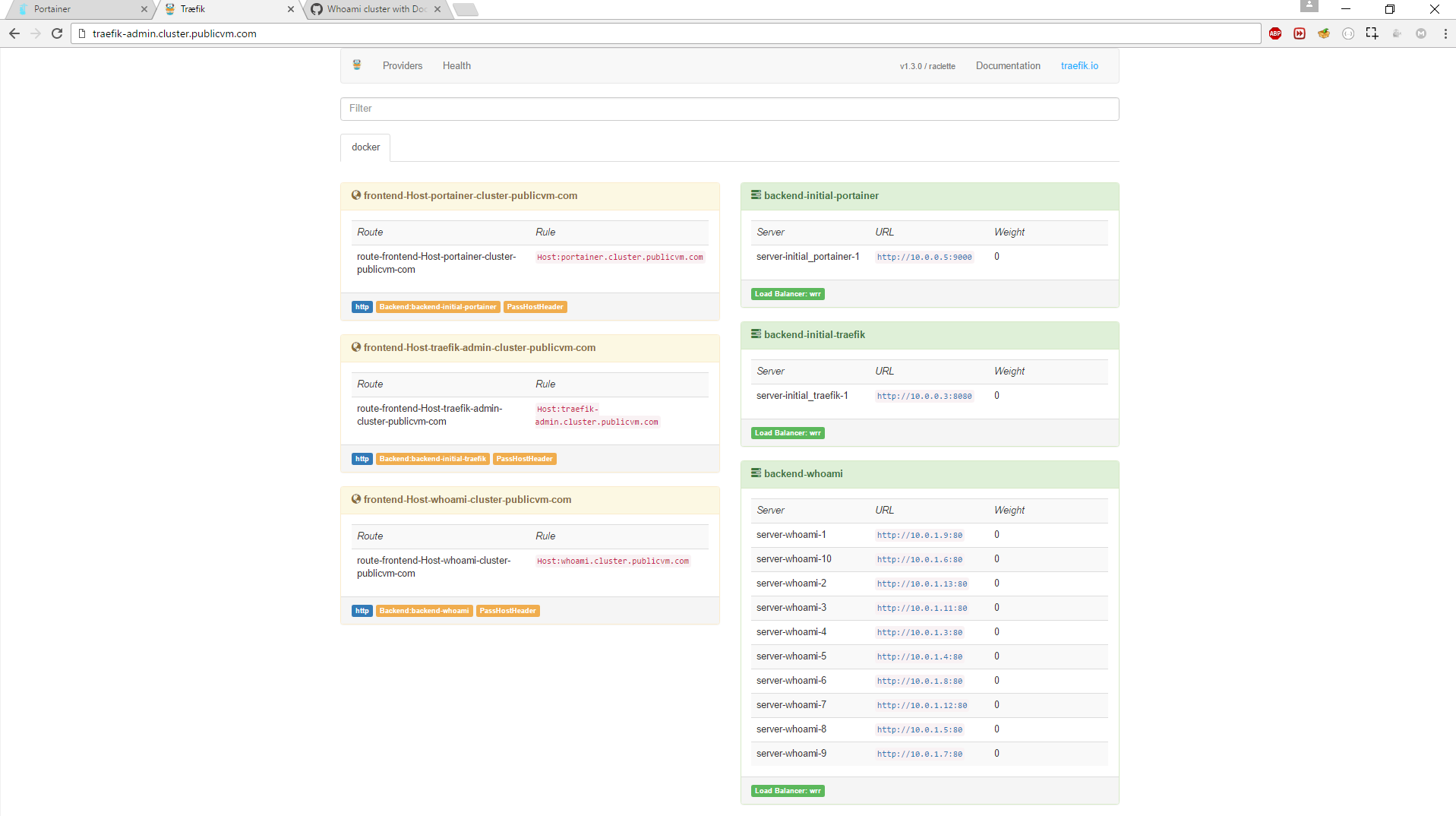 Whoami cluster with Docker Swarm mode seem to not work · Issue #1750 · traefik/traefik · GitHub
