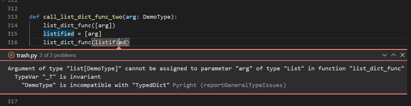 Errors raised for List[TypedDict] arguments · Issue #996 · microsoft/pyright · GitHub