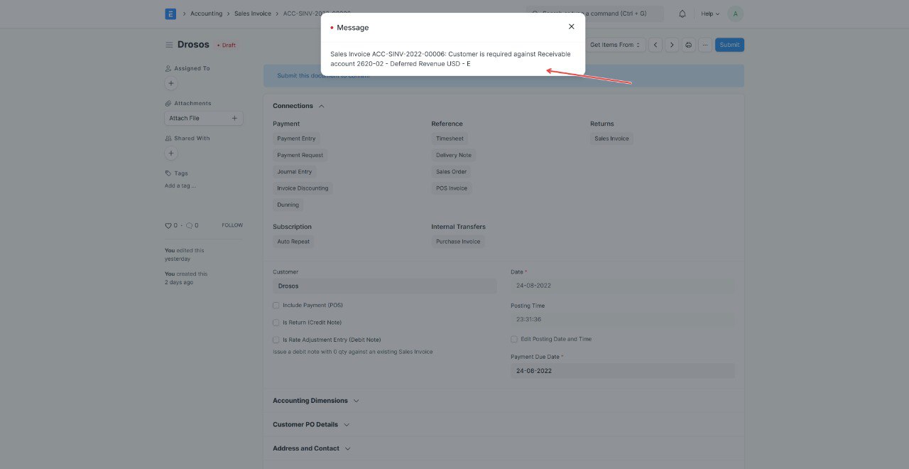 Deferred Revenue Invoice Submit Error V14 · Issue #31997 · frappe/erpnext · GitHub