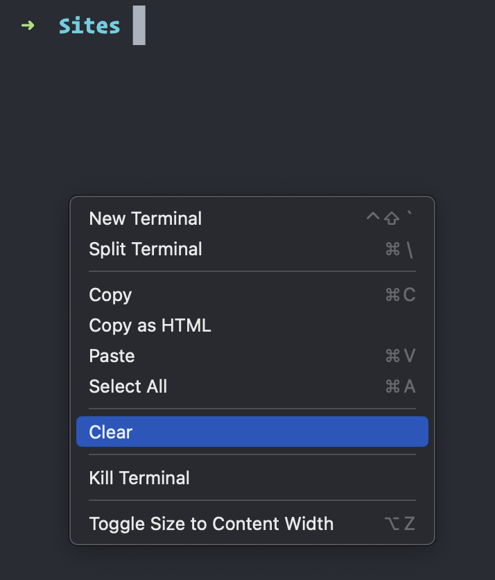 Shortcut for clearing integrated Terminal is no longer mapped · Issue ...