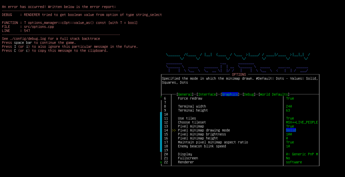 Cataclysm graphics option error. ERROR : src/options.cpp:547 · Issue #27746 · CleverRaven ...