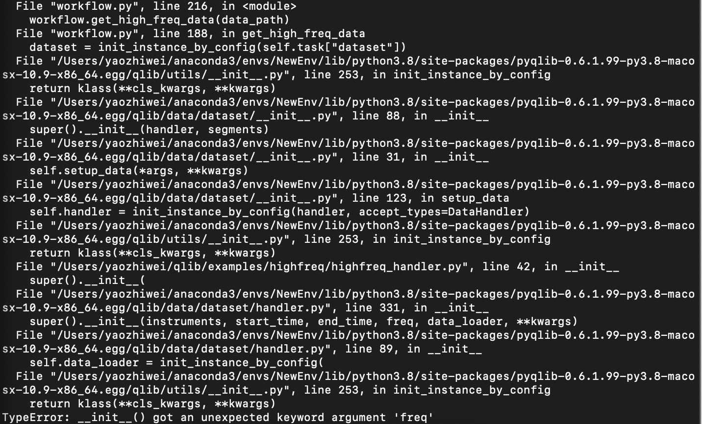 "Unexpected keyword argument 'freq' " when runnning workflow.py · Issue #294 · microsoft/qlib ...