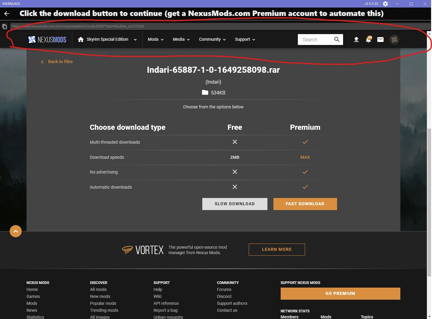 Have to press below the actual button in order to click · Issue #1935 · wabbajack-tools ...