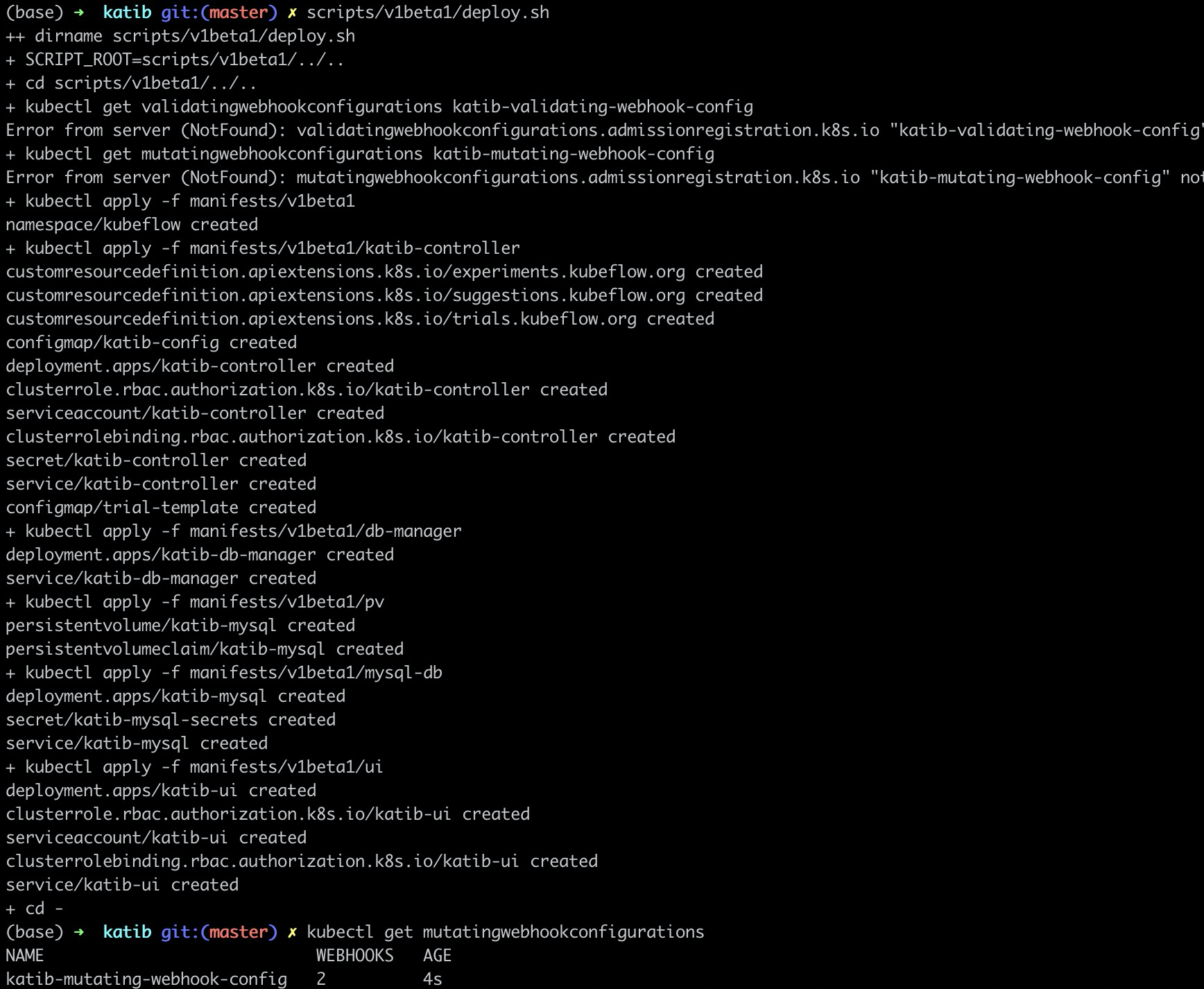 running deploy.sh twice, and katib-mutating-webhook-config is not created. · Issue #1350 ...