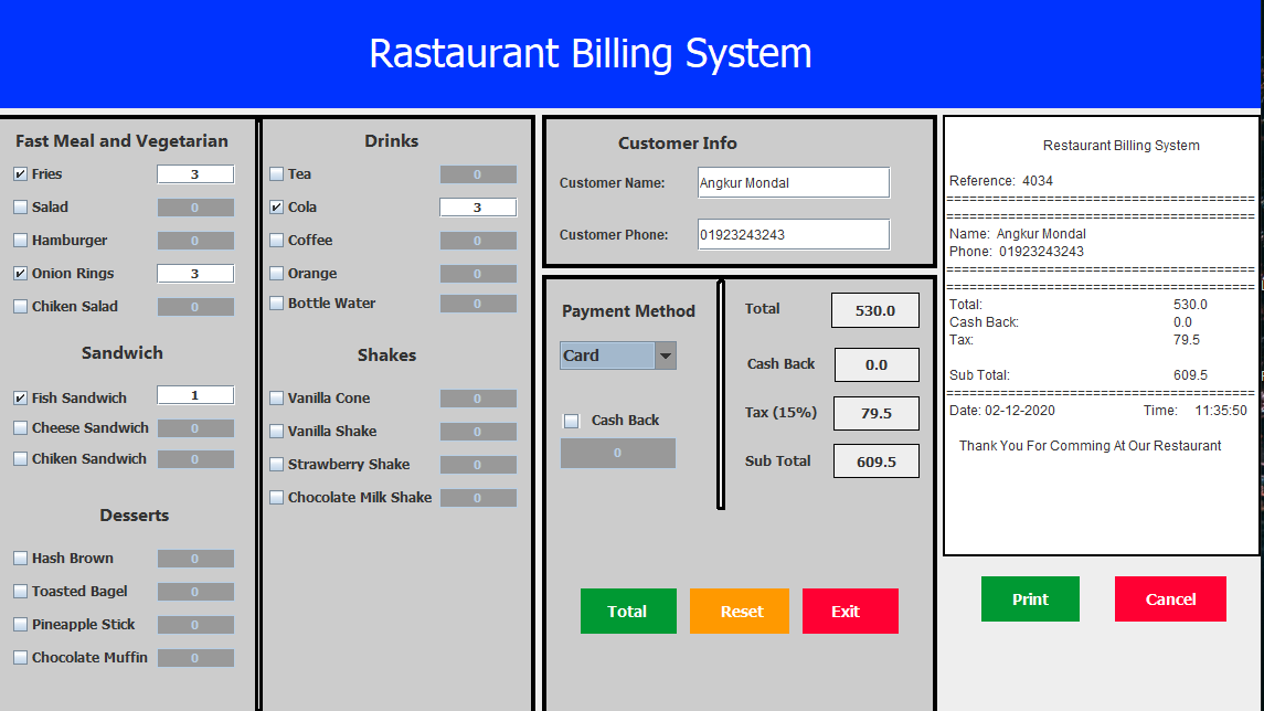 GitHub - iAngkur/RestaurantBillingSystem