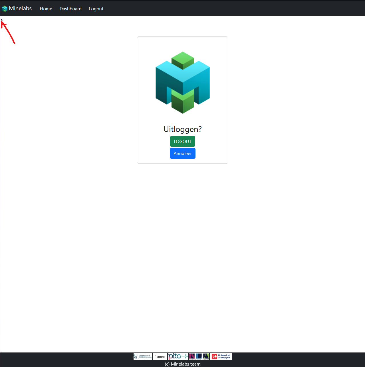 Logout page has "> " in the top left corner · Issue #454 · ScicraftLearn/Minelabs · GitHub