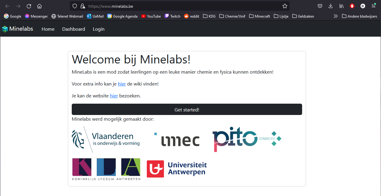 www.minelabs.be shows the dashboard site · Issue #455 · ScicraftLearn/Minelabs · GitHub