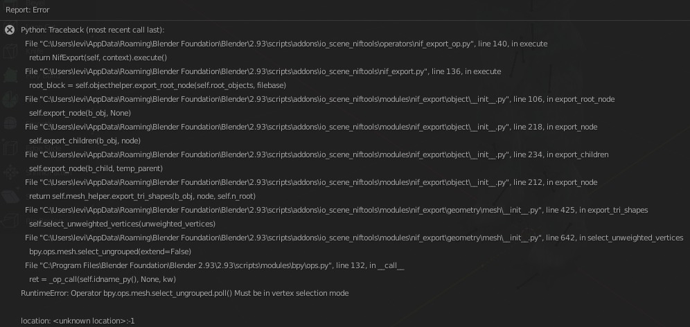 Export: Unweighted vertices cannot be selected without being in vertex selection mode · Issue ...