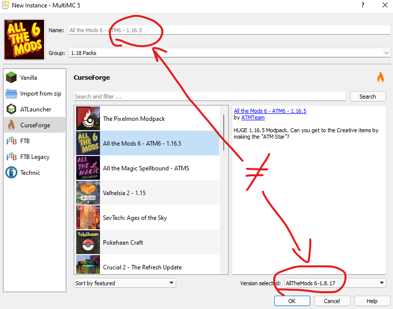 Mod Pack Version Is Not Defaulted Into Instance Name · Issue 4430 1862