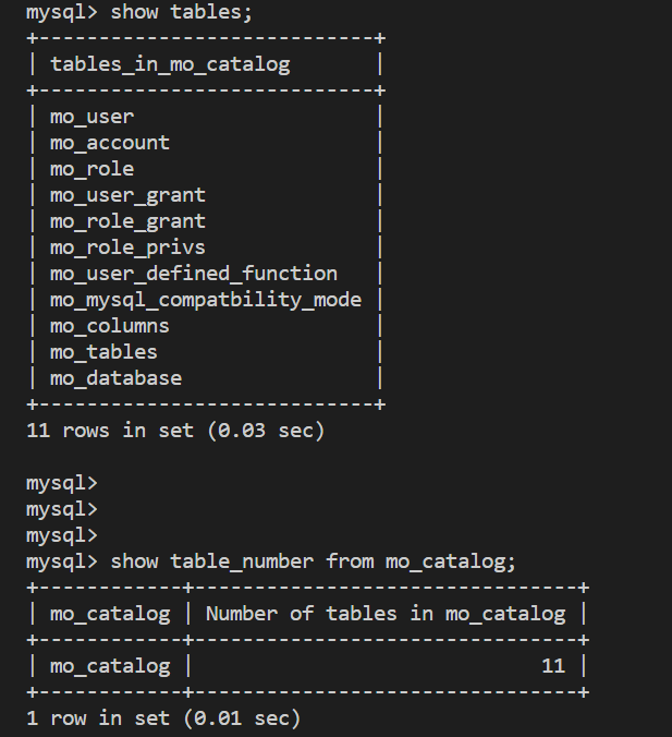 [Bug]: show table_number from mo_catalog; result error; · Issue #7564 · matrixorigin/matrixone ...