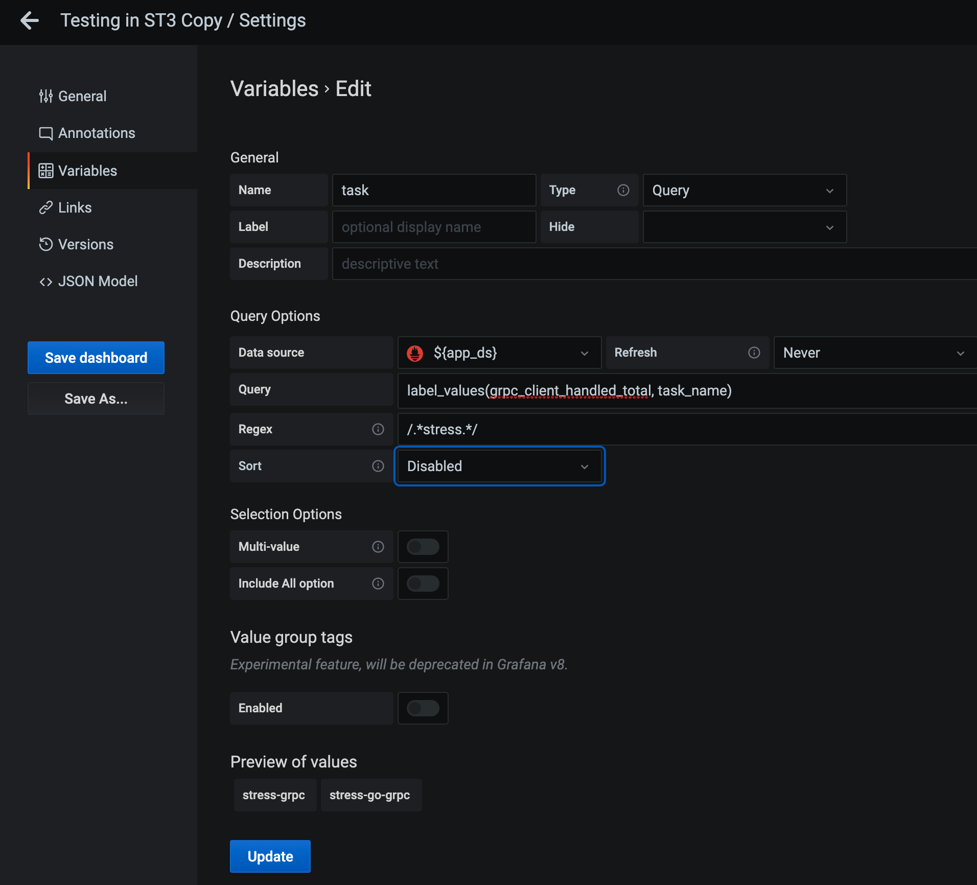 Dashboard Variables Query Regex Not Matching · Issue 38857 · Grafana