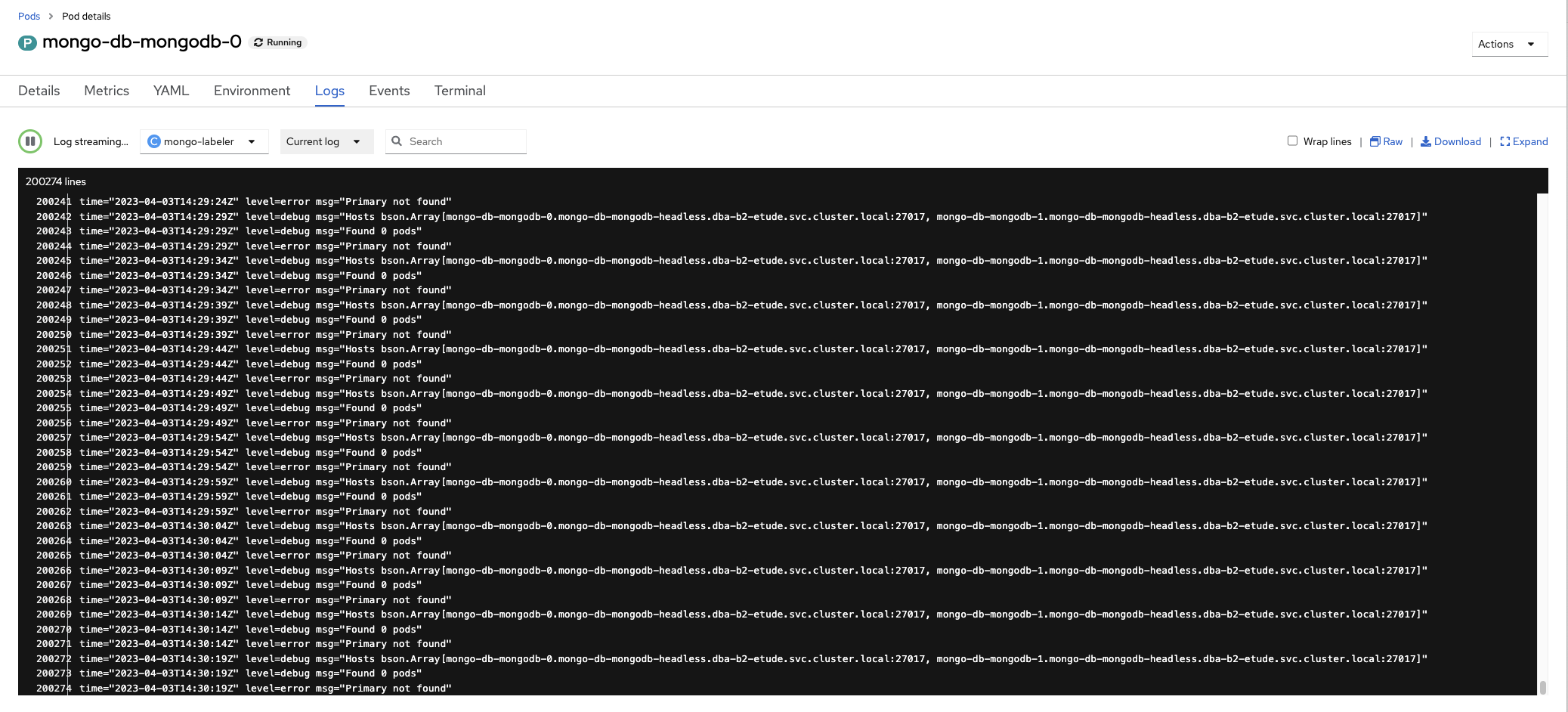 Bitnamimongodb Pods Is Forbidden User Systemserviceaccountdba B2 Etudemongodbsa