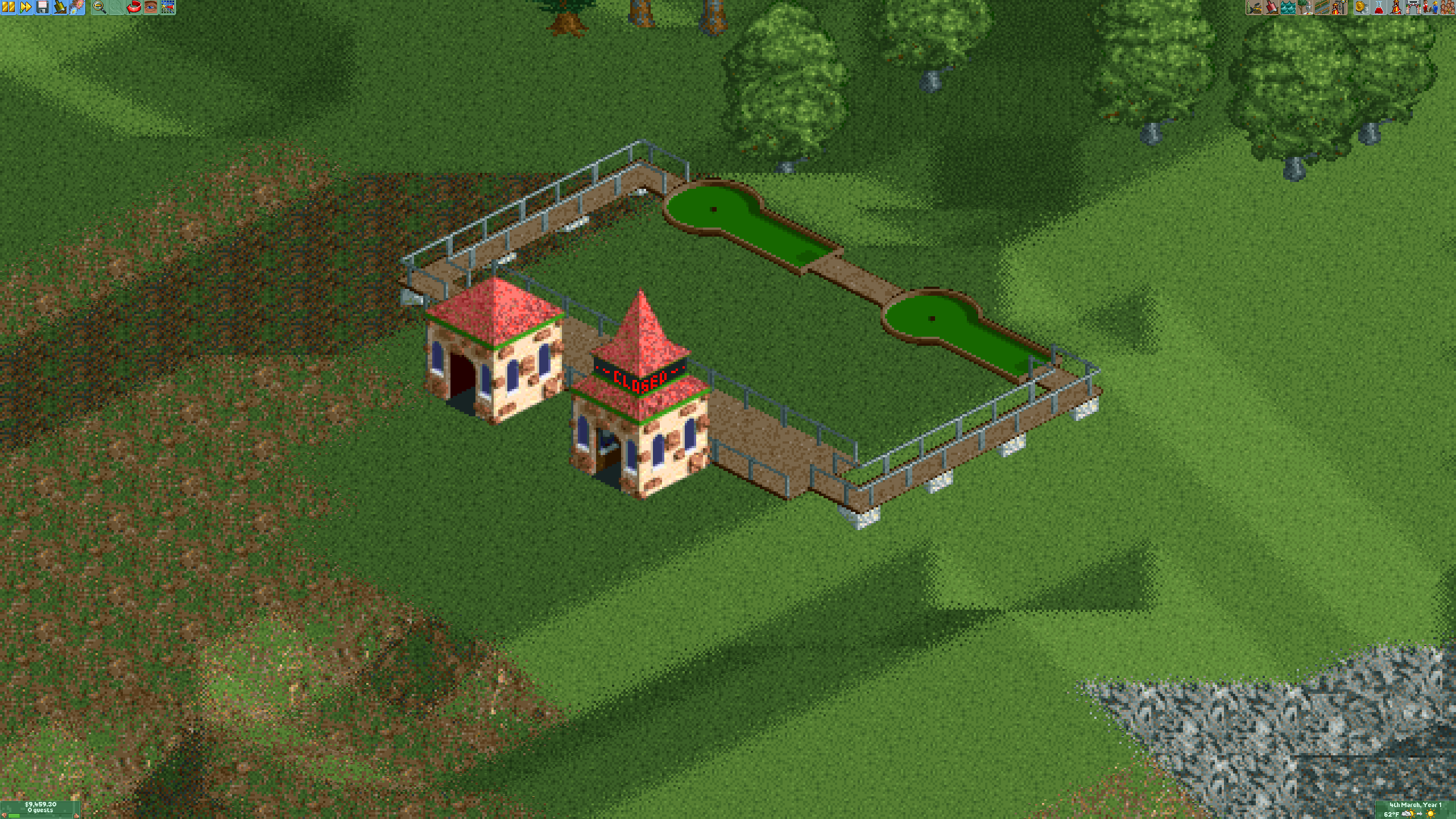 Visibility of mini golf's station railings depends on view direction ...