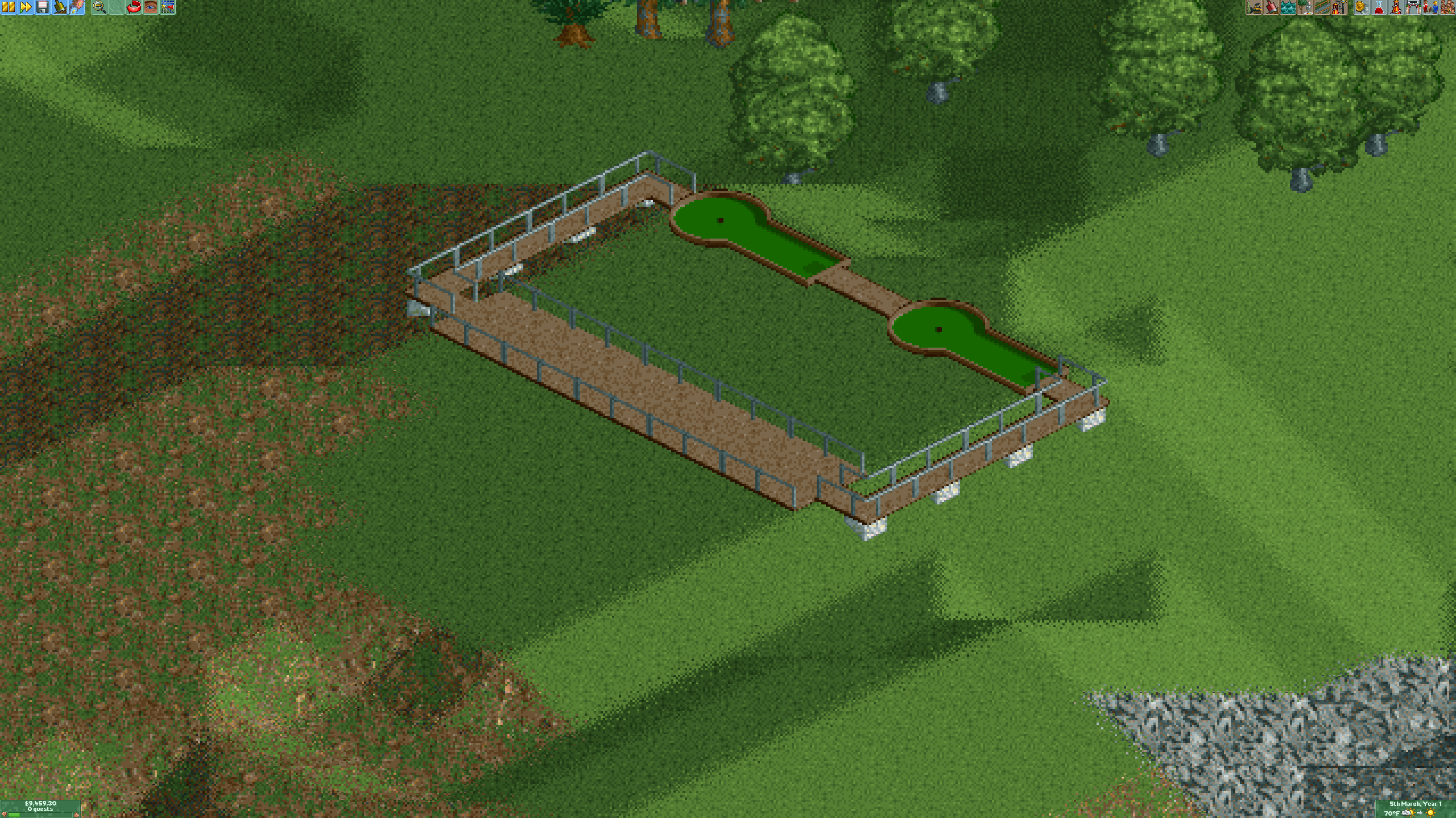 Visibility of mini golf's station railings depends on view direction ...