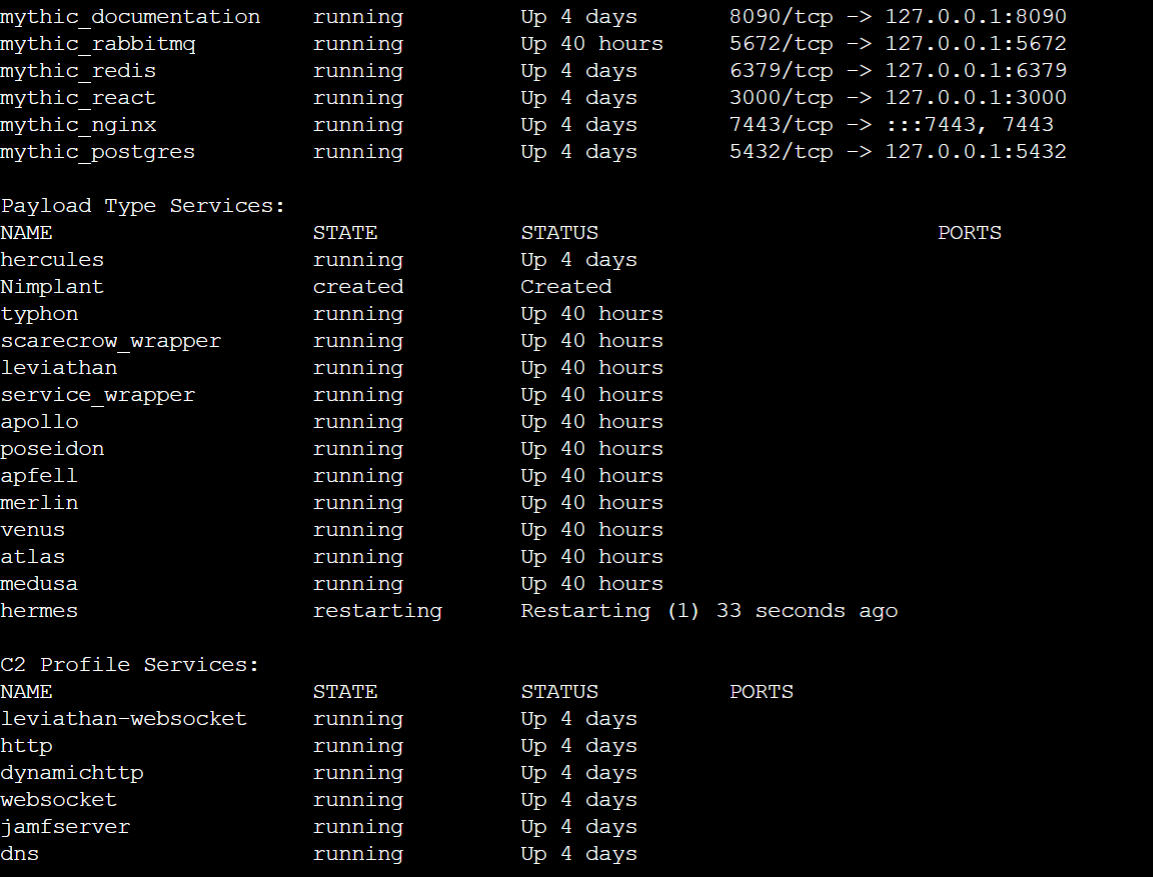 All C2 Profiles and Payloads Offline. Host says they are running. · Issue #187 · its-a-feature ...
