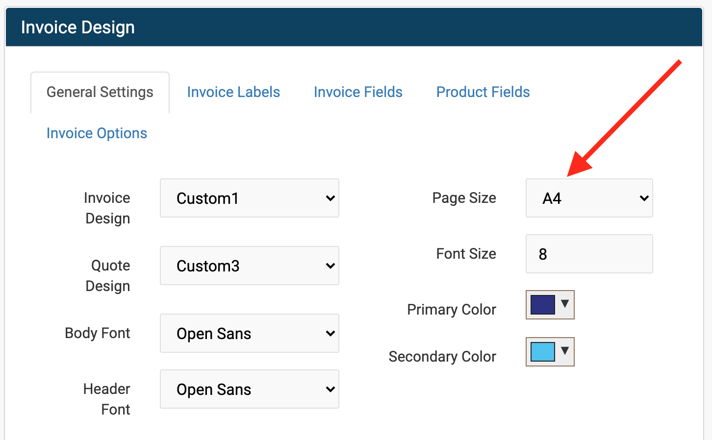 Make page size / format available · Issue #4817 · invoiceninja ...
