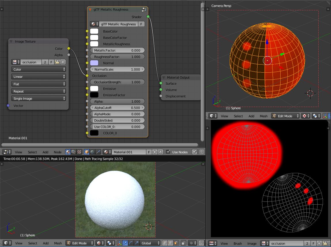The occlusion of metallic roughness material doesn't look right in ...