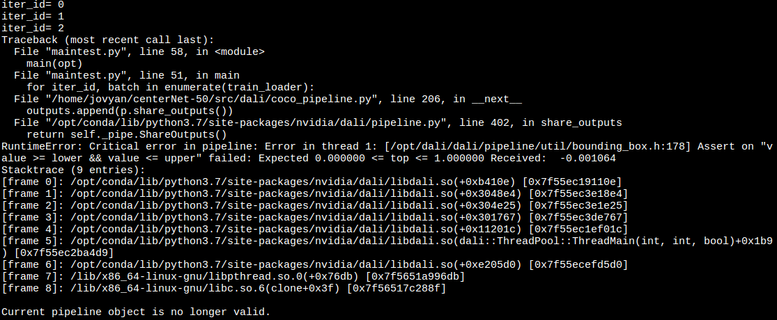 QUESTION:when I use ops.RandomBBoxCrop function,it will break. · Issue #1358 · NVIDIA/DALI · GitHub