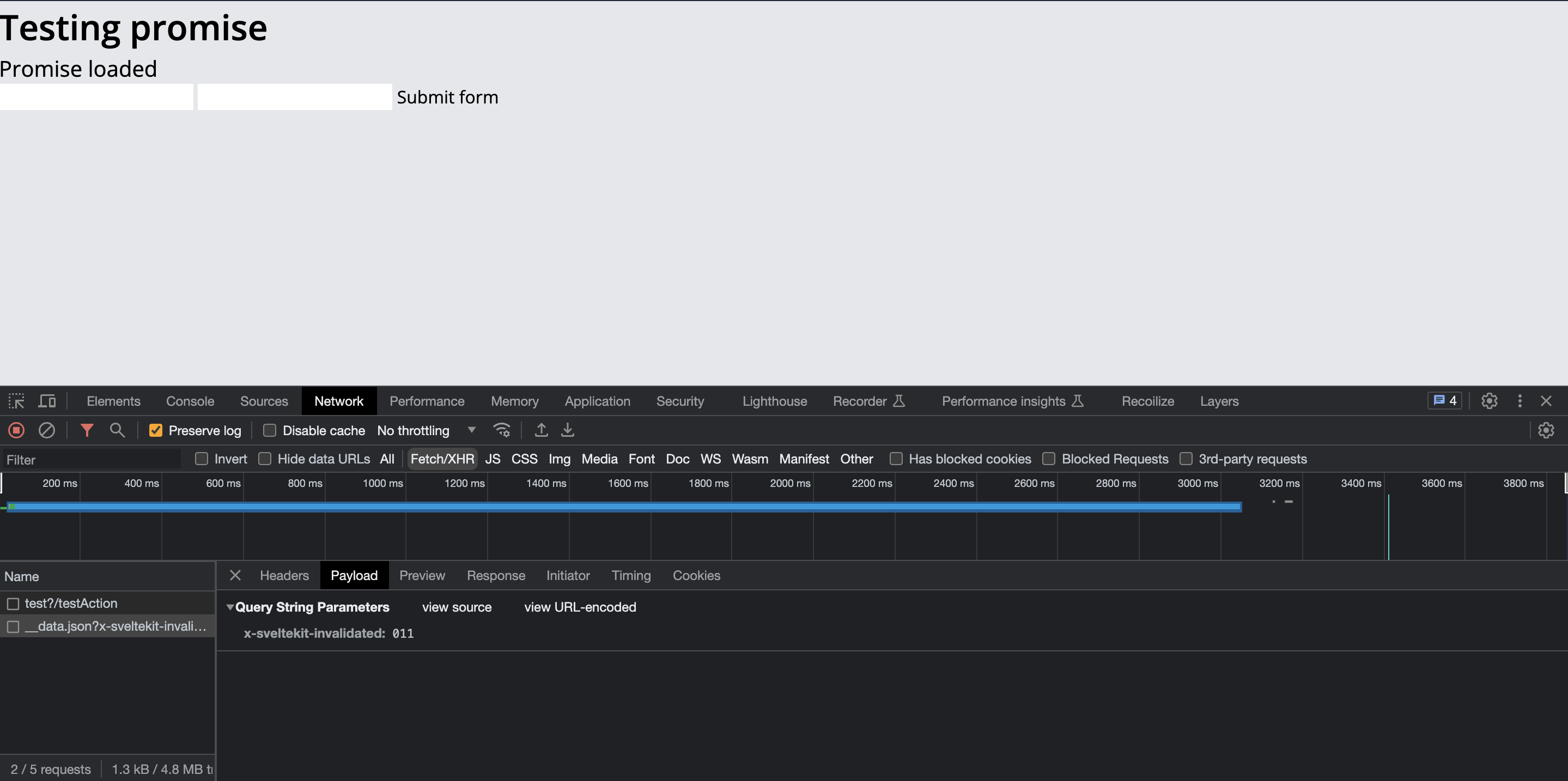 Form action with server streaming promise · Issue #10750 · sveltejs/kit · GitHub