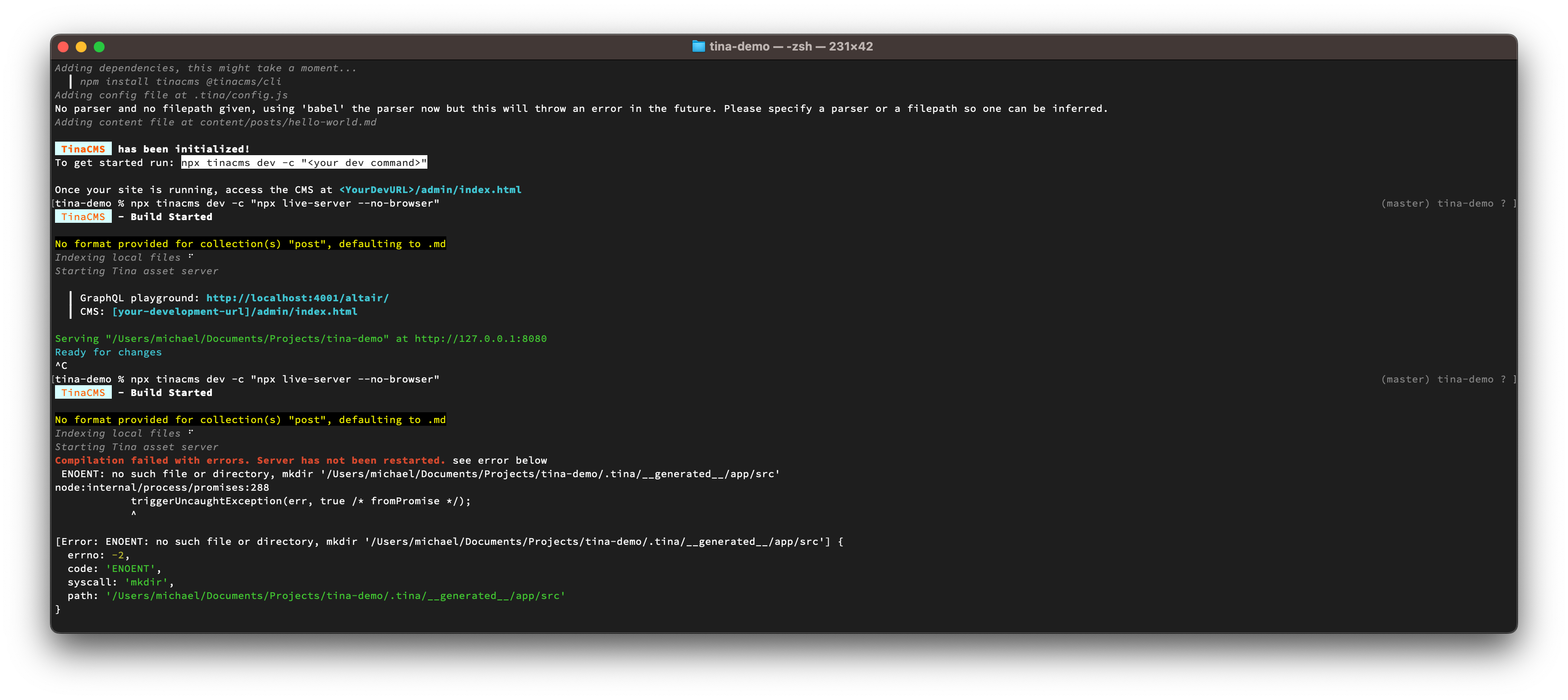 Dev Command Error Looking For Missing `app` Directory · Issue 3562 · Tinacms Tinacms · Github