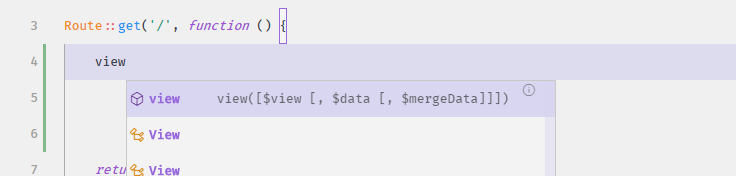Laravel 6 global helpers and chaining methods not suggesting anymore ...