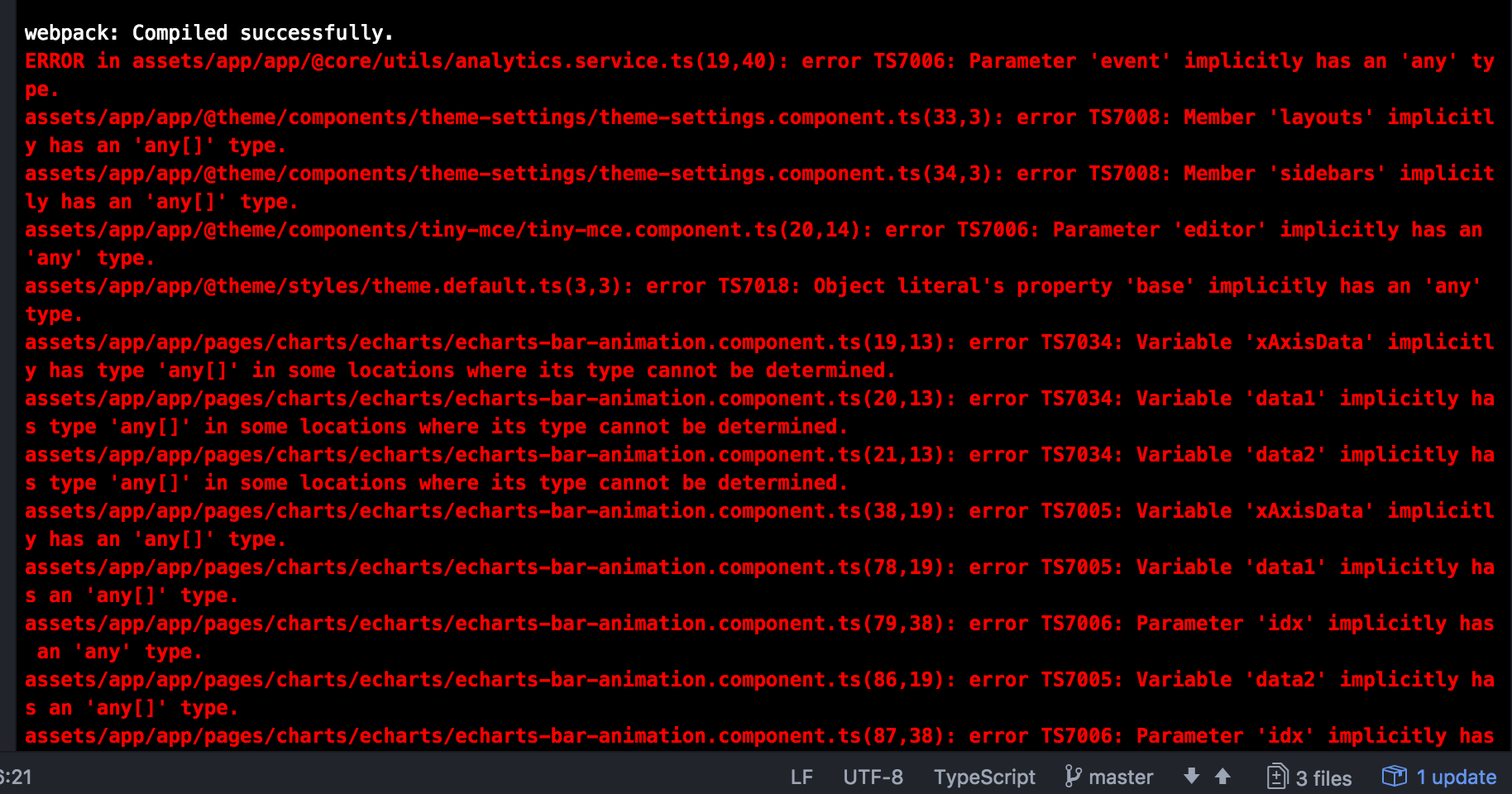 analytics.service.ts(19,40): error Parameter 'event' implicitly has an 'any' type. ngx-admin ...
