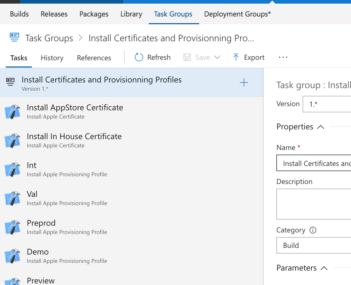 Install an Apple Certificate Task fails with a cryptic error, Usability issue with Task Groups ...