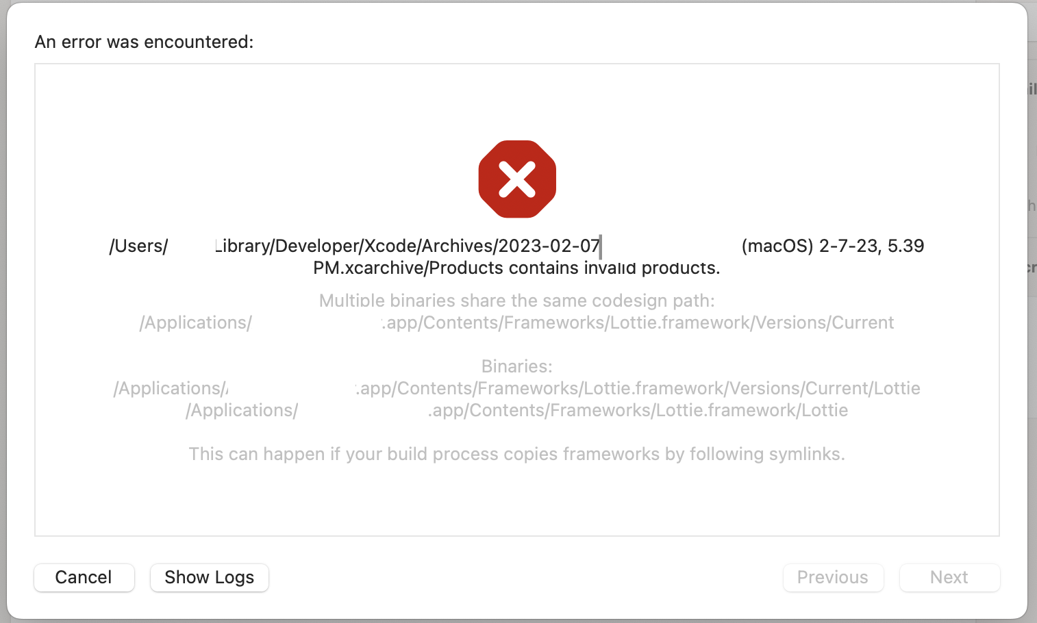 Facing "Multiple binaries share the same codesign path..." on Archiving MacOS App · Issue #1948 ...