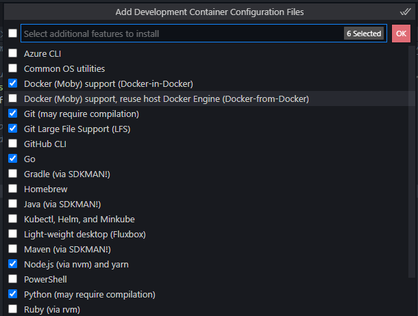 "Features": Ability to generate Dockerfile based on selected features ...