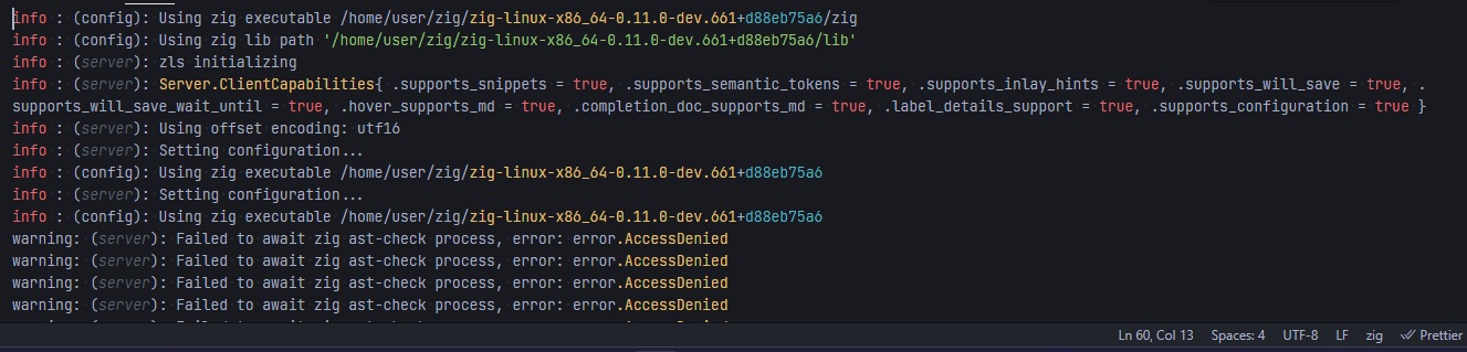 Warning during save: `Failed to await zig ast-check process, error: error.AccessDenied` · Issue ...