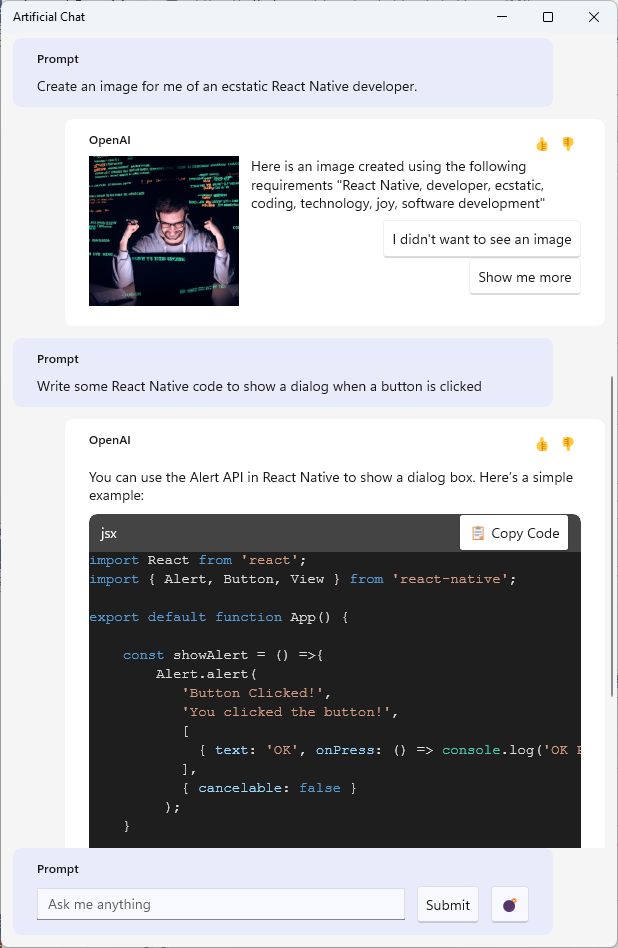 Port app to Fabric · Issue #119 · chrisglein/artificial-chat · GitHub