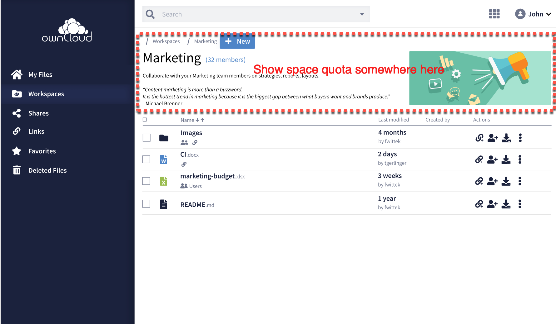 Show Quota: show / inform about personal and workspace quota · Issue #5582 · owncloud/web · GitHub